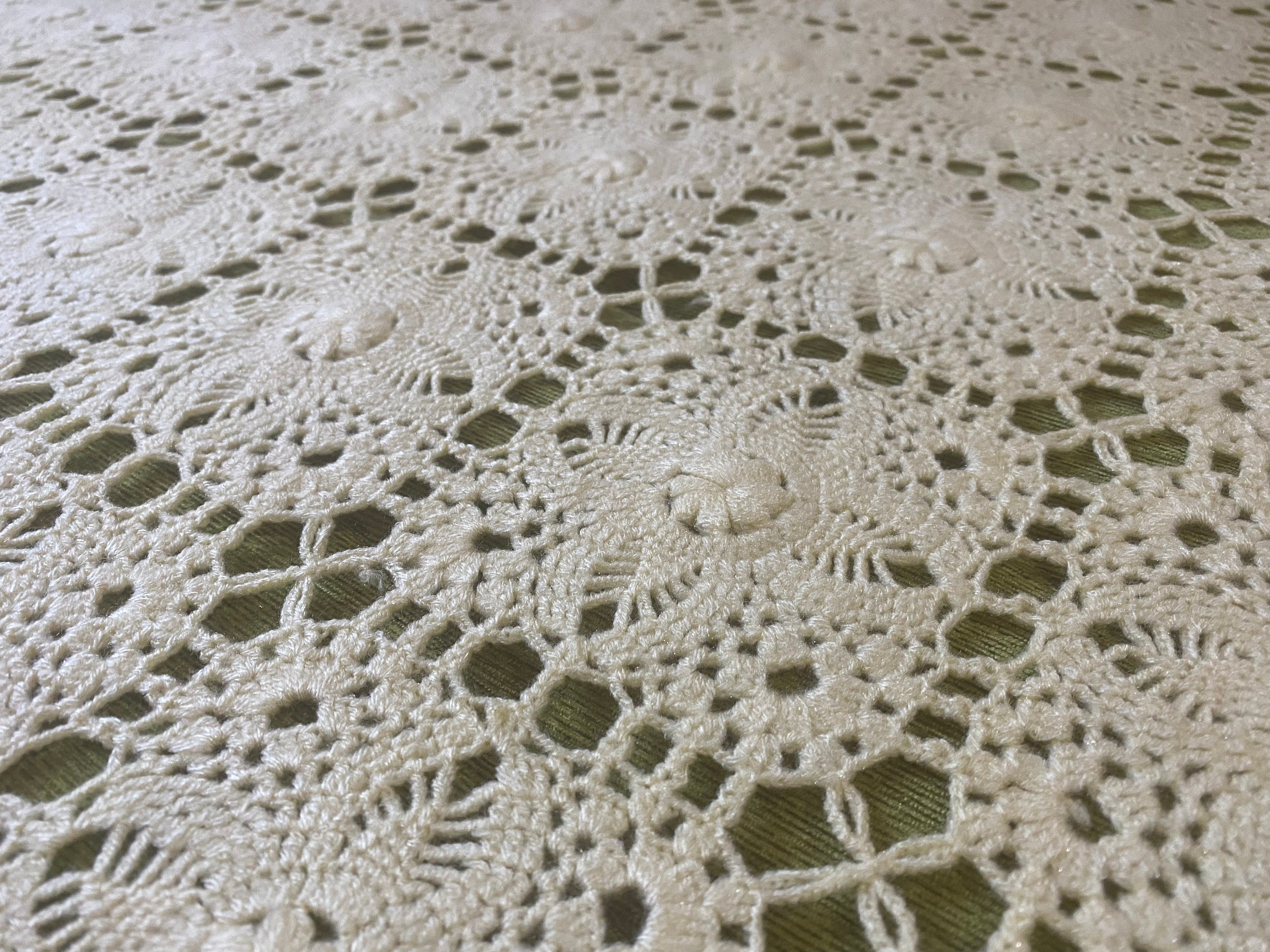 Cream Big Granny Square Crochet Bedspread, Custom Handmade Heirloom ...