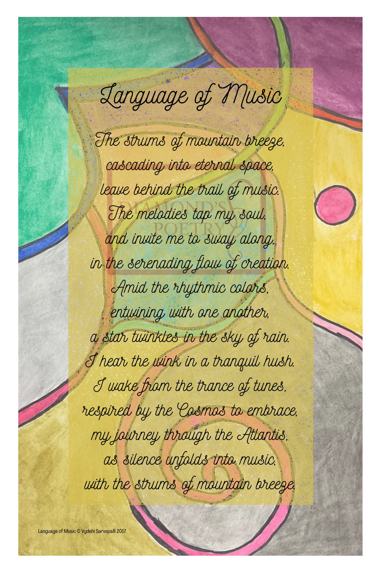 Original Poetry Wall Art Language of Music Original Painting Water ...