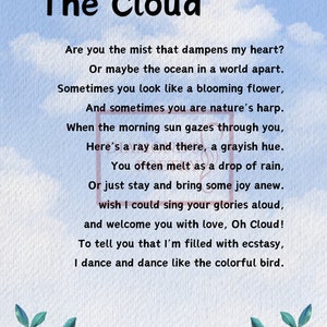 Original Poetry the Cloud Wall Art Nature Poem - Etsy