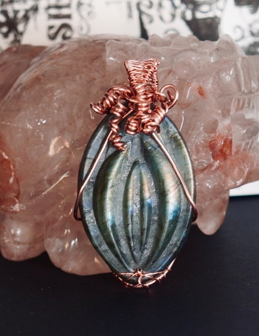 Labia the Lady Lips, Rainbow Labradorite Wire Wrap Pendants large - Etsy