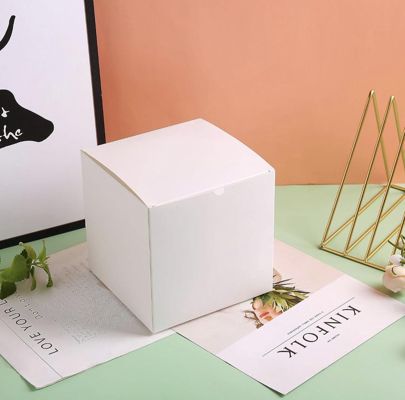 4x4x4 Gift Boxes White Cardboard Foldable - Favor Boxes - Etsy