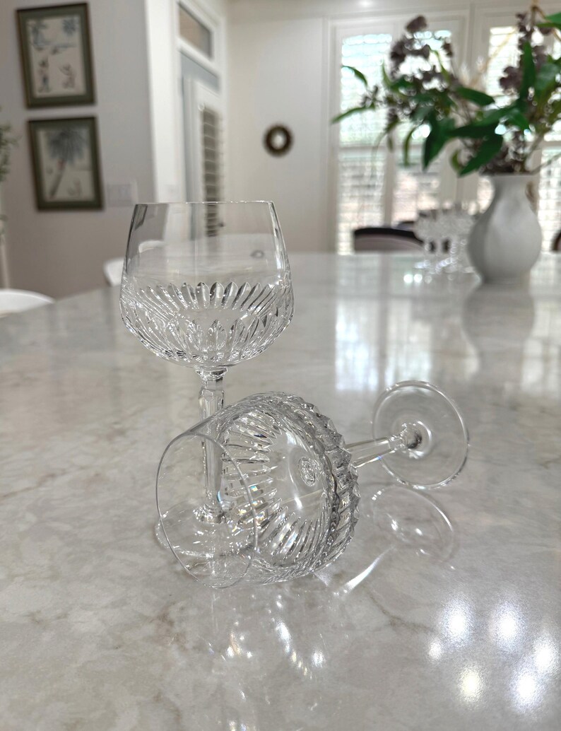 White Wine German Cut Crystal Glasses, Pair (4 Sets Available) - Etsy