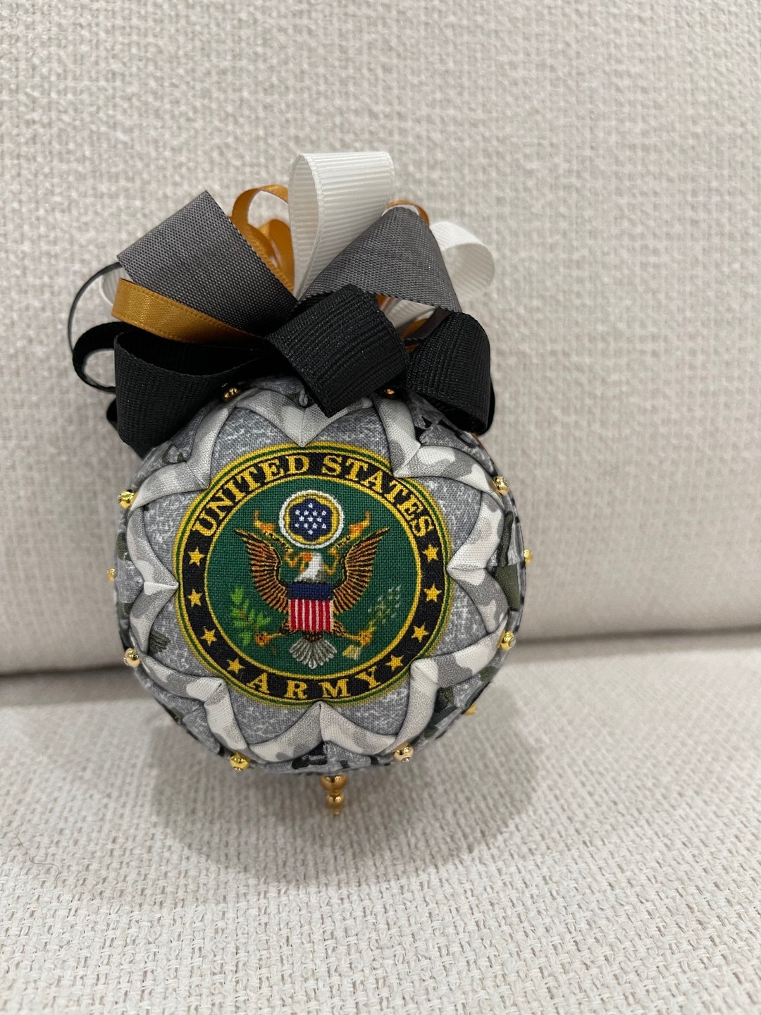 Large 3" U.S. Army Ornament Made From Licensed Military Fabric – Black ...