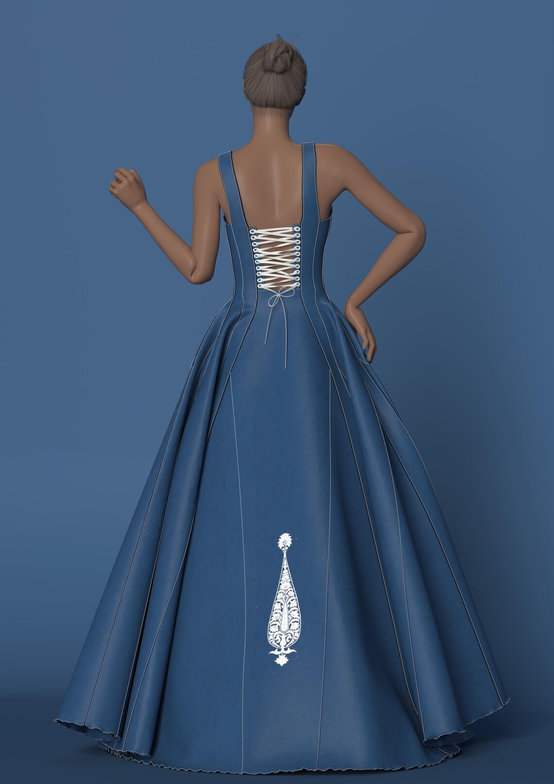 3D Garment Made With CLO - Women's Blue Gown-zprj - Etsy