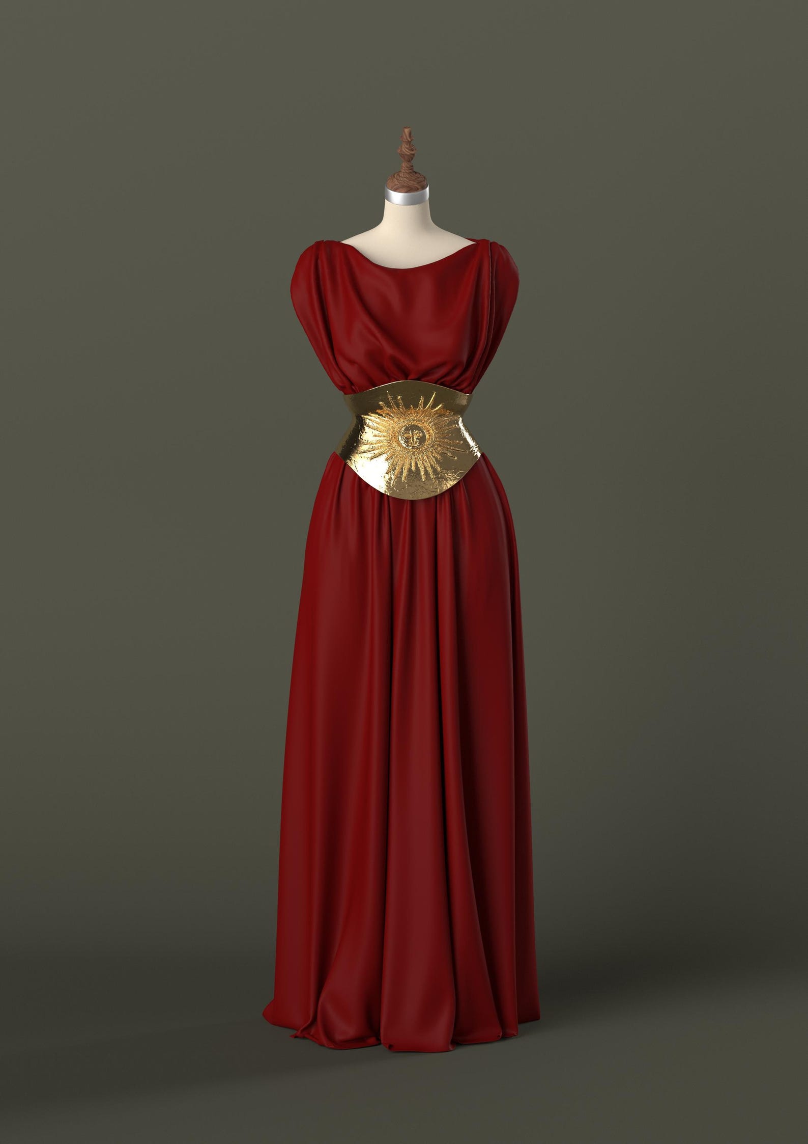 3D Garment Made With CLO - Green Gown With Gold Belt-zprj - Etsy