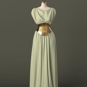 3D Garment Made With CLO - Green Gown With Gold Belt-zprj - Etsy