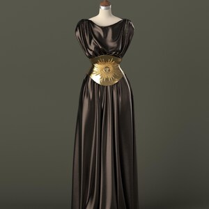 3D Garment Made With CLO - Green Gown With Gold Belt-zprj - Etsy