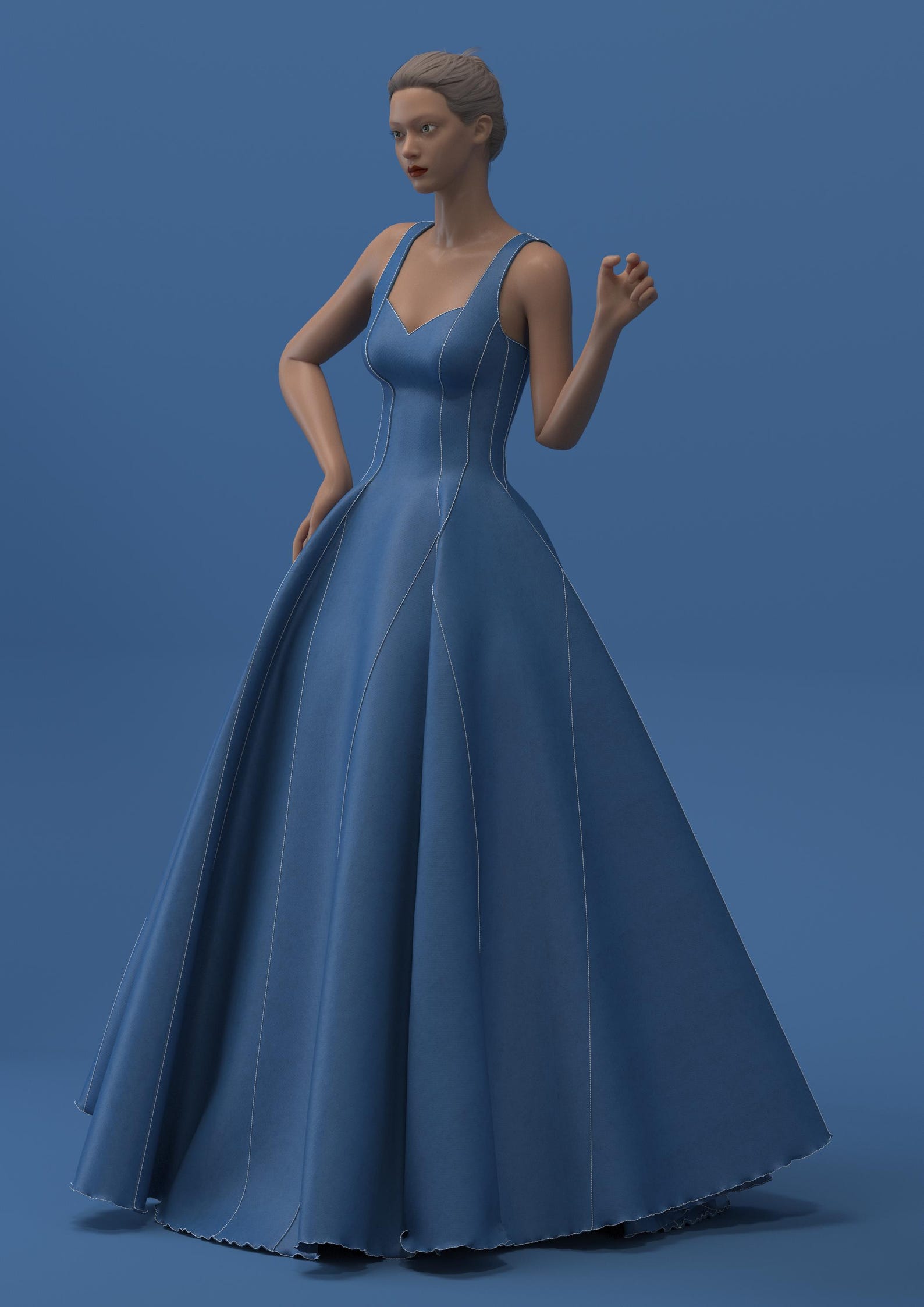 3D Garment Made With CLO - Women's Blue Gown-zprj - Etsy