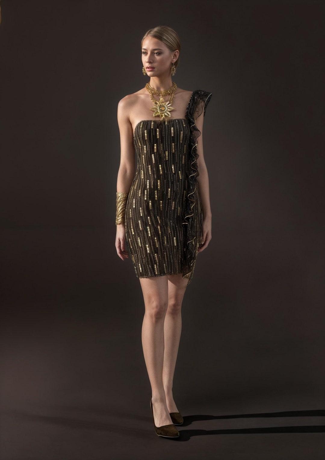 3D Garment Made With CLO - Brown Glitter Dress -ZPRJ File - Etsy