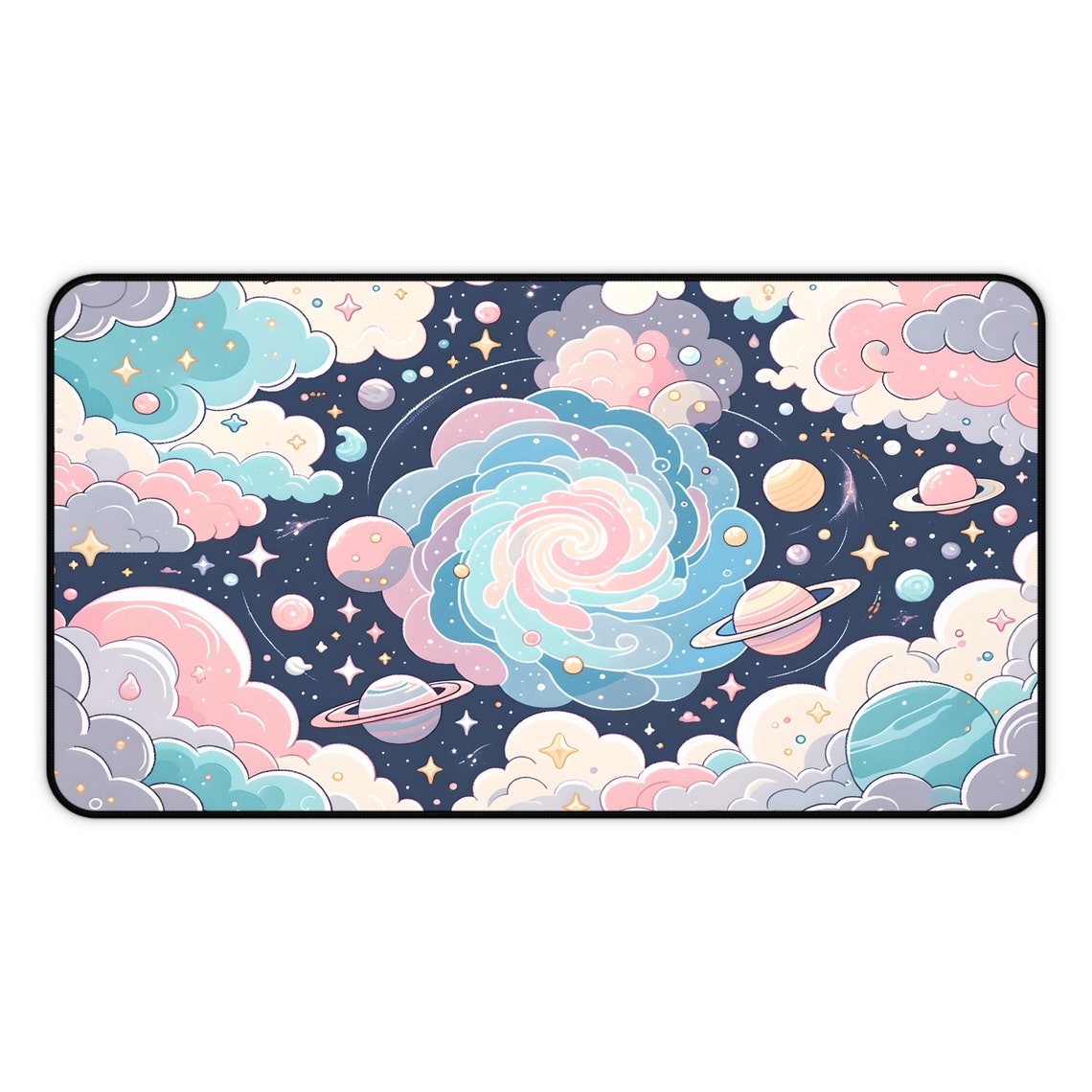 Enchanted Cosmos Desk Mat Cute Pastel Galaxy Mousepad Celestial Office Decor Space-themed ...