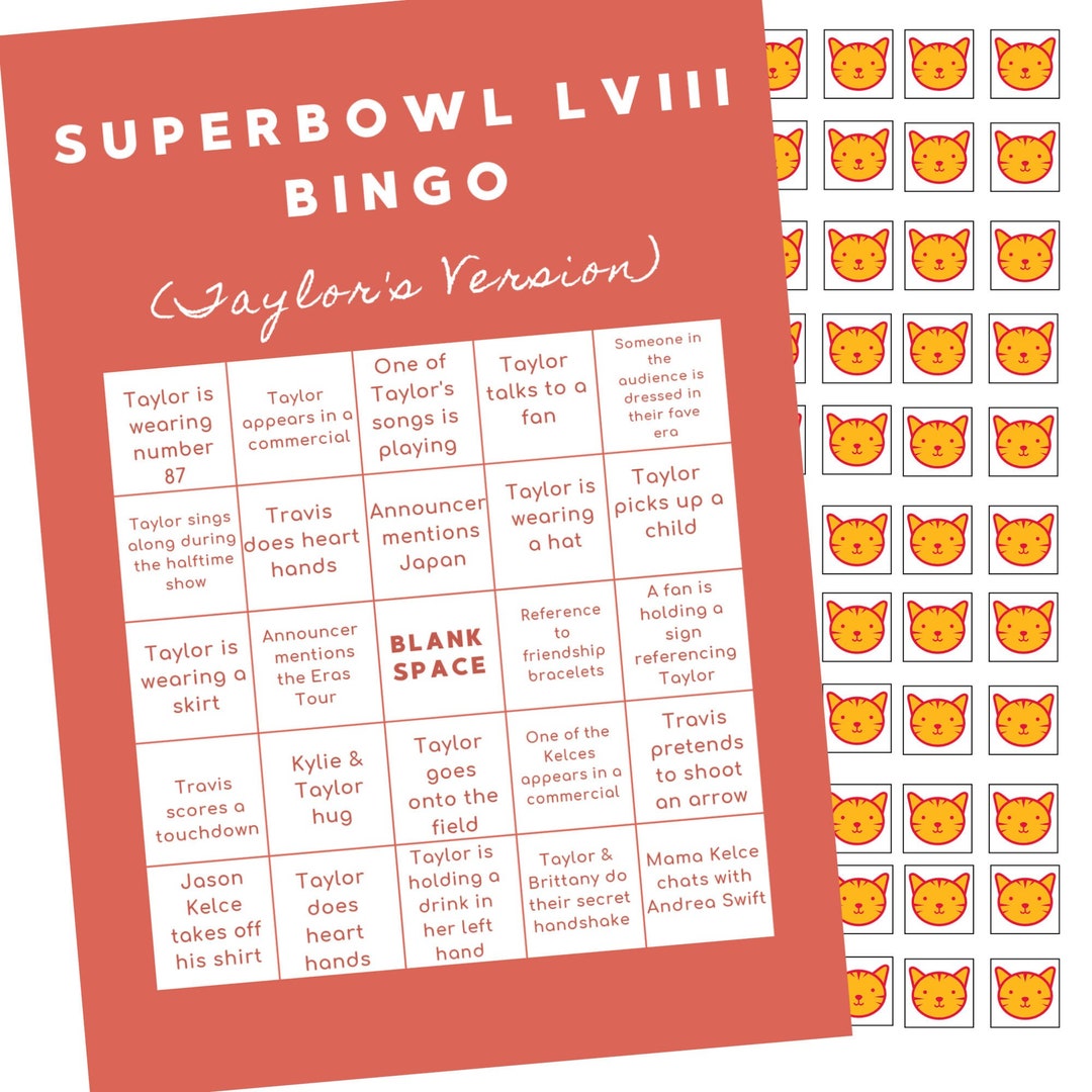 Taylor Swift Super Bowl Bingo Printable - Etsy