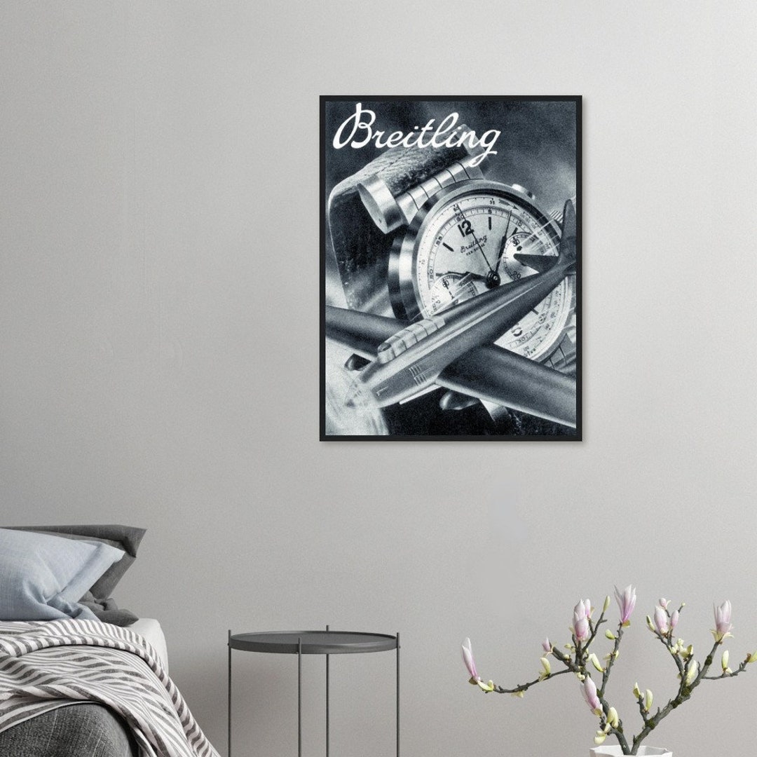 Vintage Poster Adv Watch Breitling Paper Wooden Framed Poster - Etsy