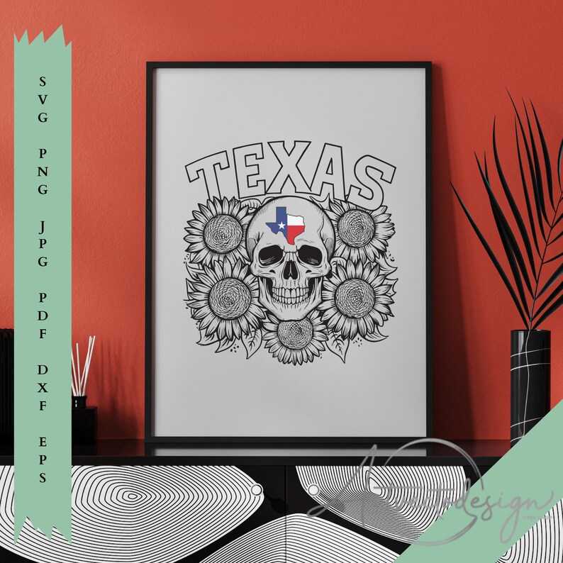 Texas Skull Sunflower SVG, Western PNG, Cowboy Skull PNG, Digital ...