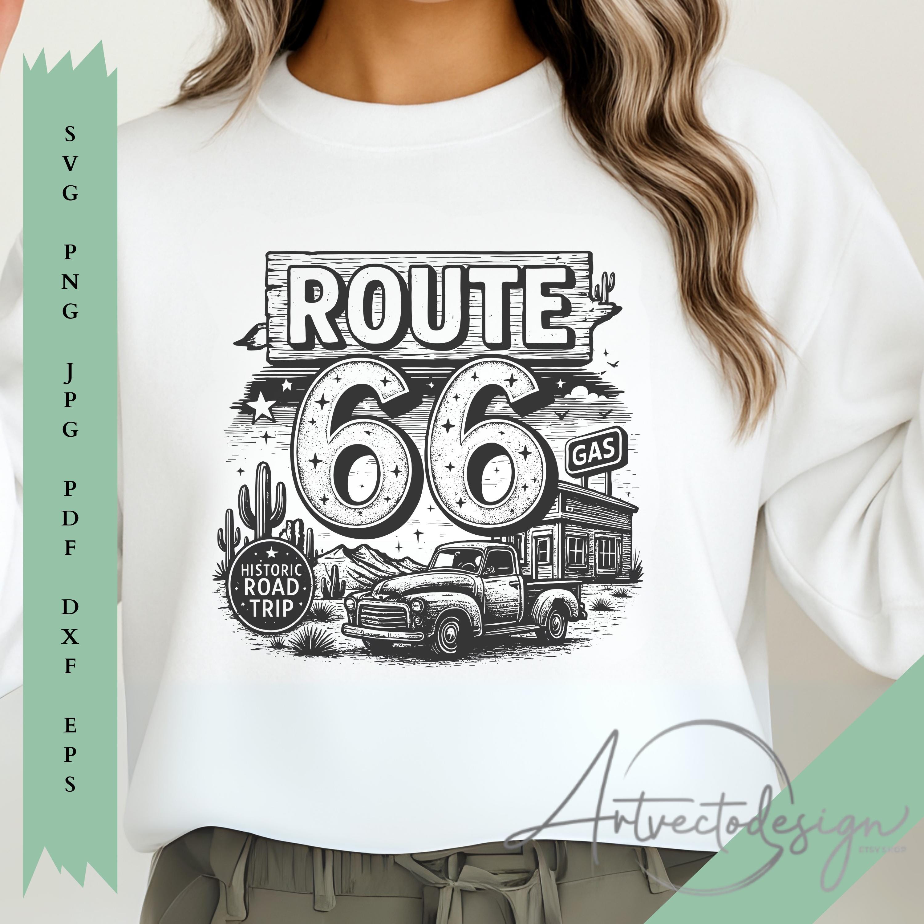Retro Route 66 SVG: Vintage Gas Station, Classic Truck Cut File - Etsy