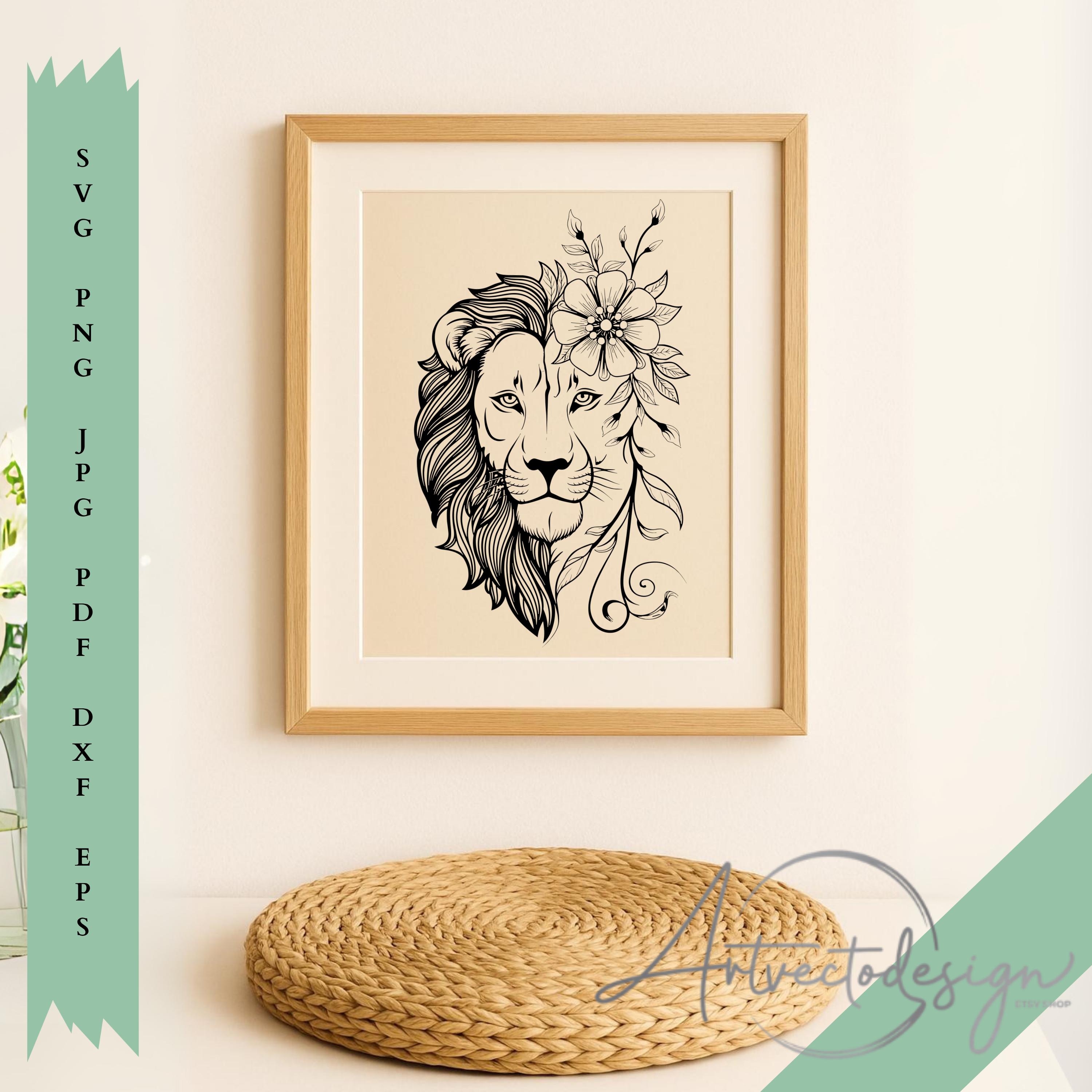 Lion Head SVG: Jungle Animal Clipart, Printable Wall Art (digital ...