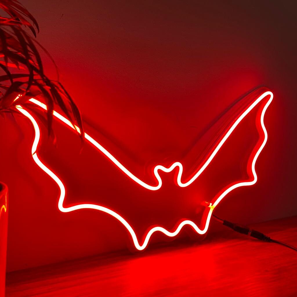 Bat and Moon Neon Sign, Bat Neon Sign, Bat Neon Light, Night Lamp ...