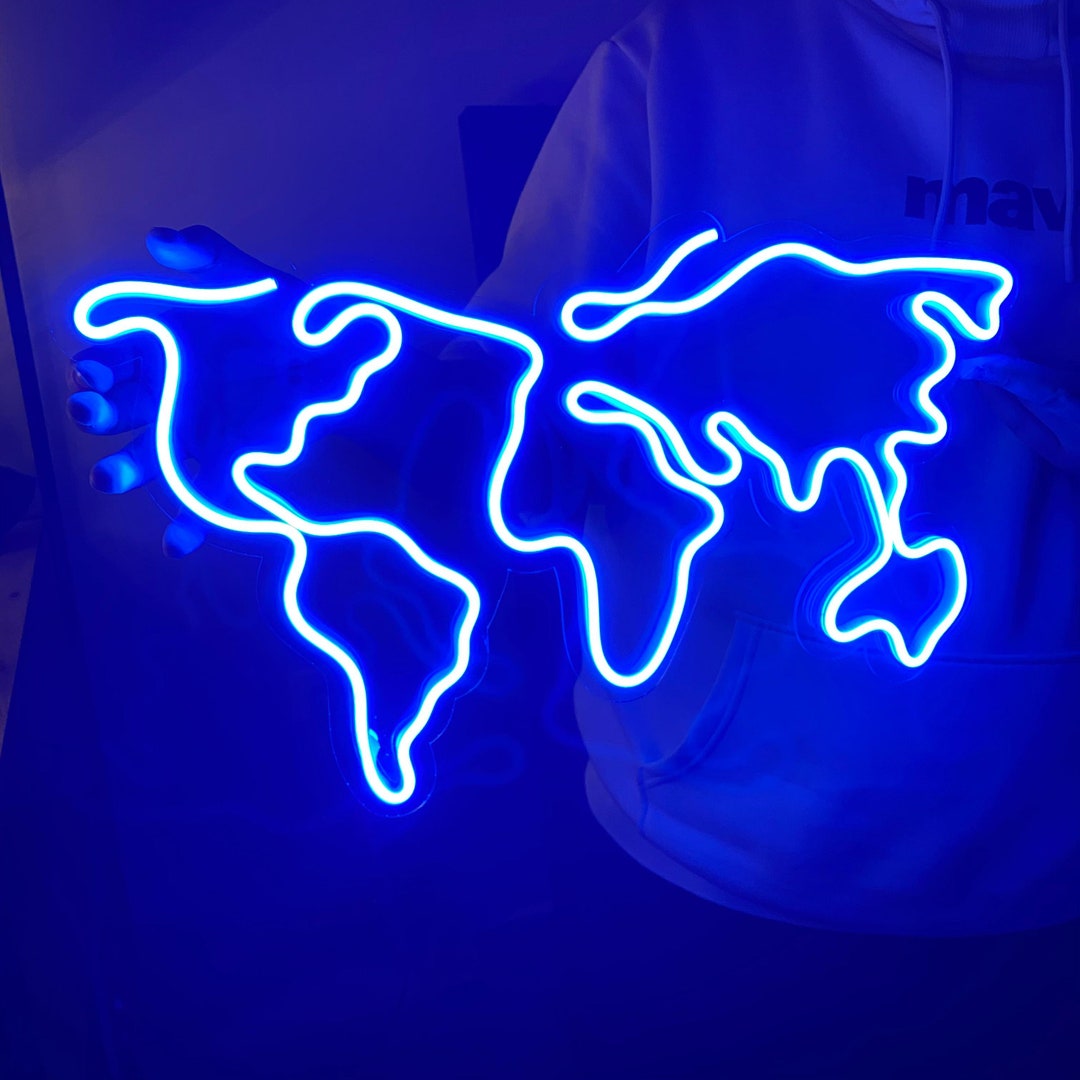 Custom World Map Neon Sign, the World Sign Neon Light,travel Map LED ...