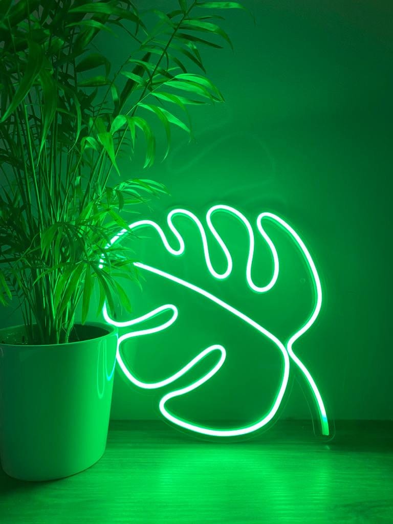 Monstera Leaf LED Neon Sign, Green Leaf Neon Sign, Neon Lights ...