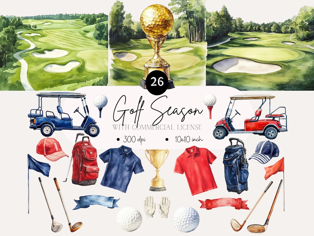 Golf Elements Clipart Set: Sports Art, Invitations (digital Download ...