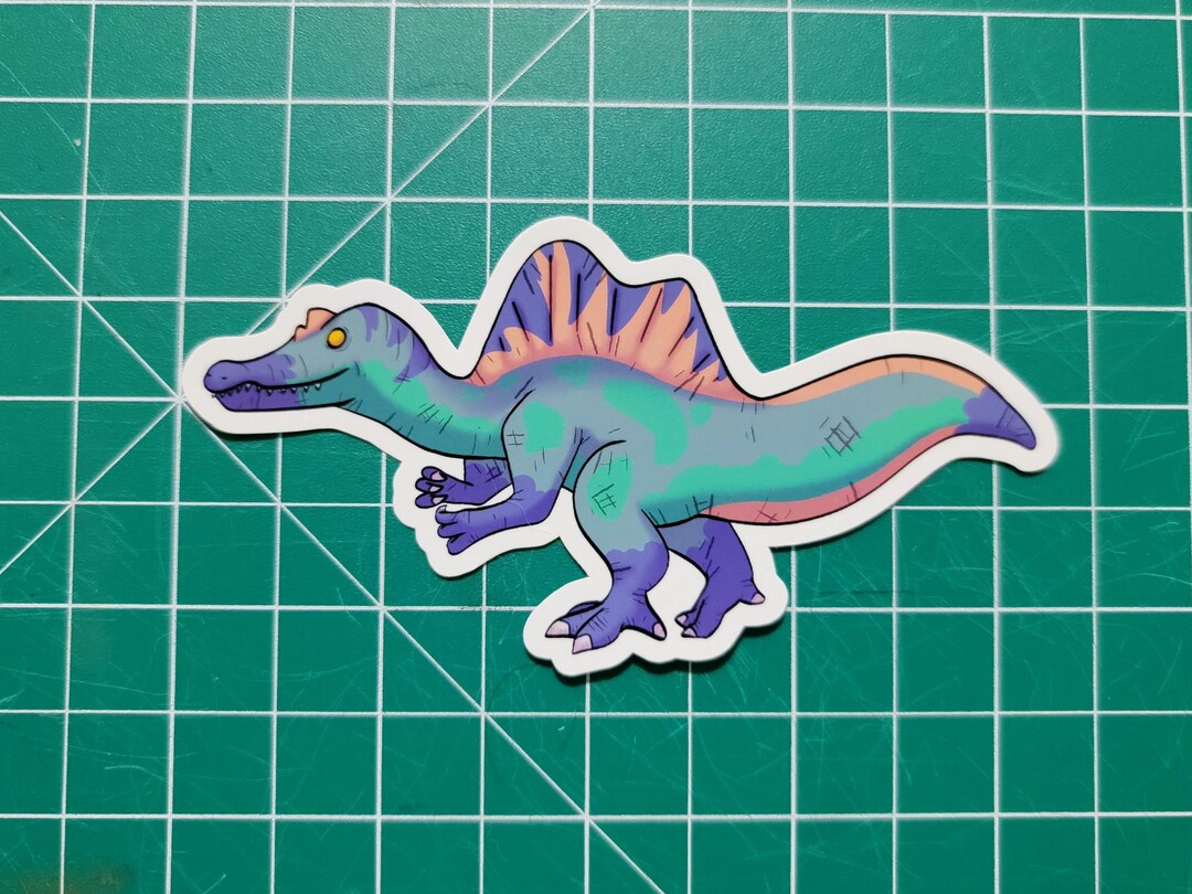 Retro Vaporwave Spinosaurus Dinosaur - Handmade Vinyl Sticker - Etsy