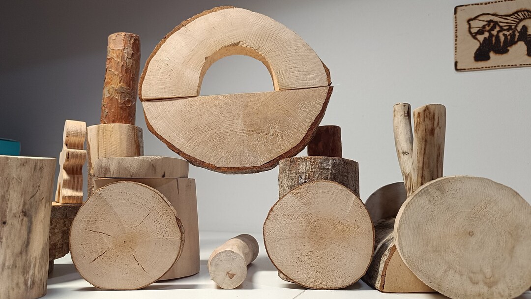 Unique Kids Natural Wood Tree Building Blocks Montessori Inspired ...