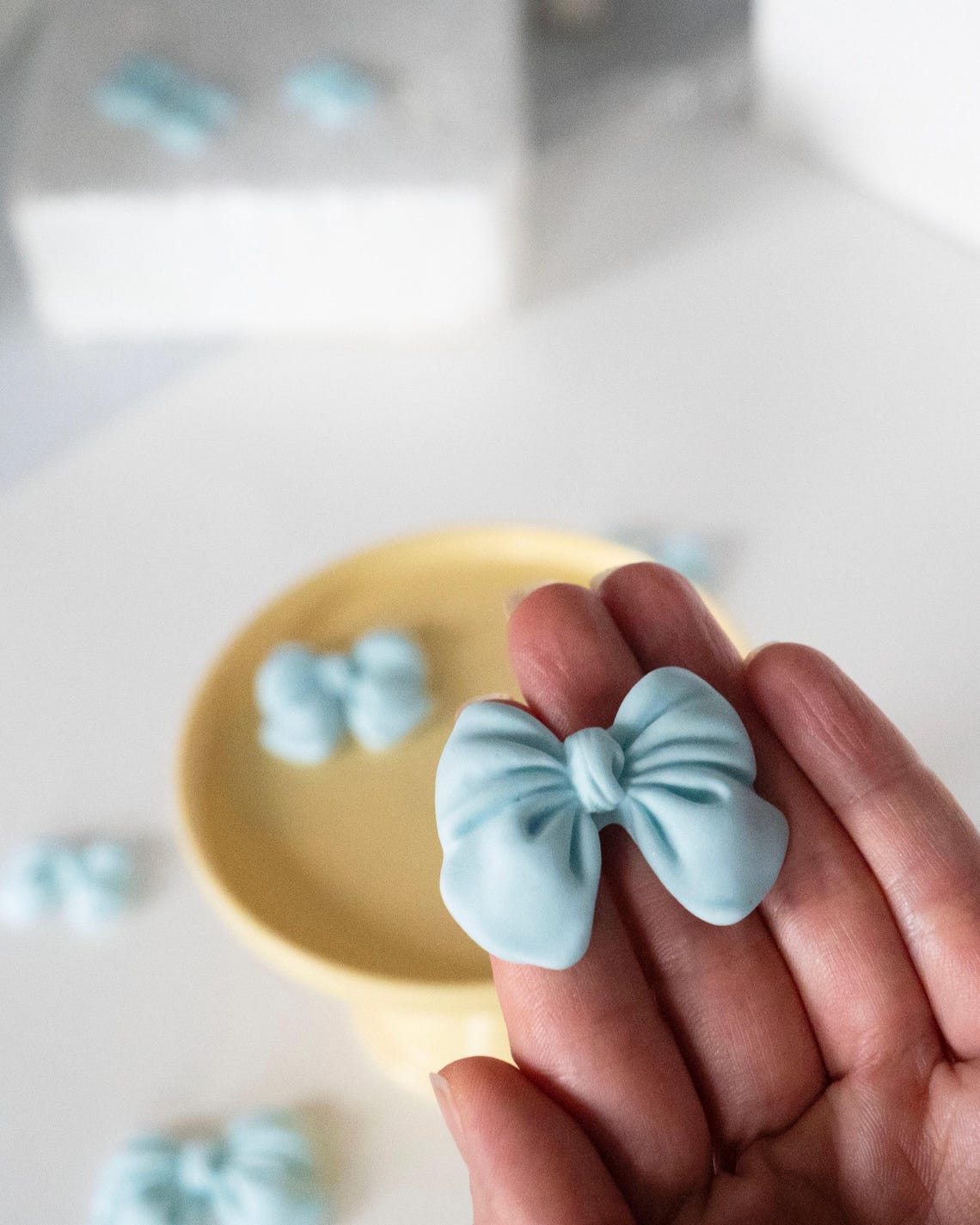 Blue Bow Cupcake Toppers, Fondant Cake Decoration, Bow Cake Toppers ...