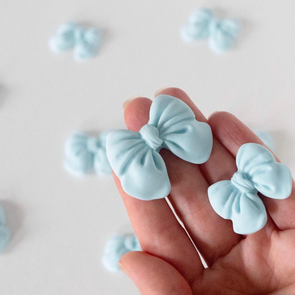 Blue Bow Cupcake Toppers, Fondant Cake Decoration, Bow Cake Toppers ...