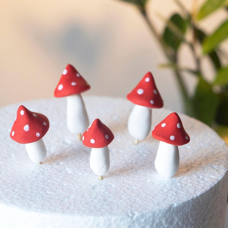 Mushrooms Cake Topper Made of Fondant, Toadstool Mushrooms Cake ...