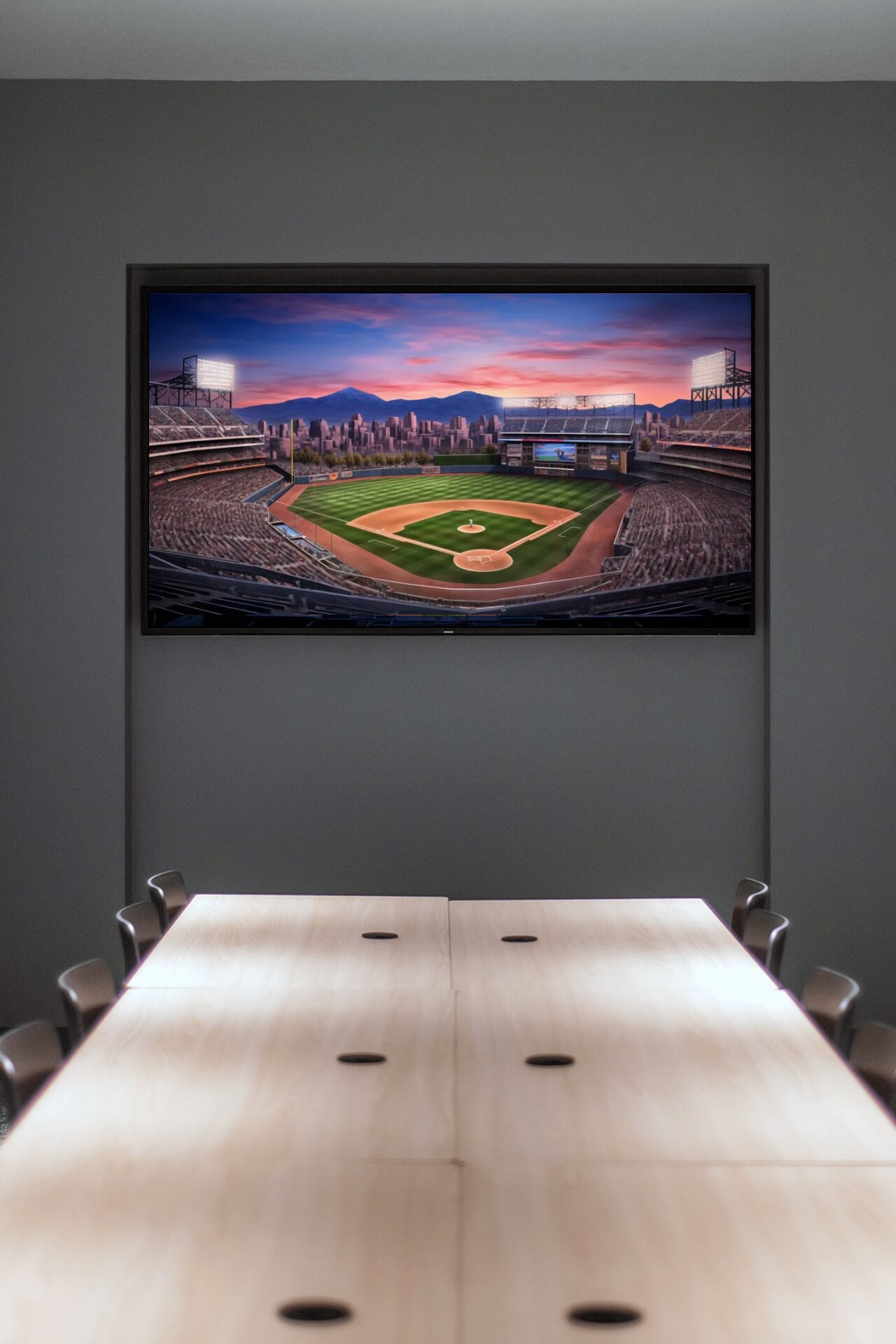 Ballpark Sports Baseball Stadium Samsung Frame TV Art, Sunset Night for ...