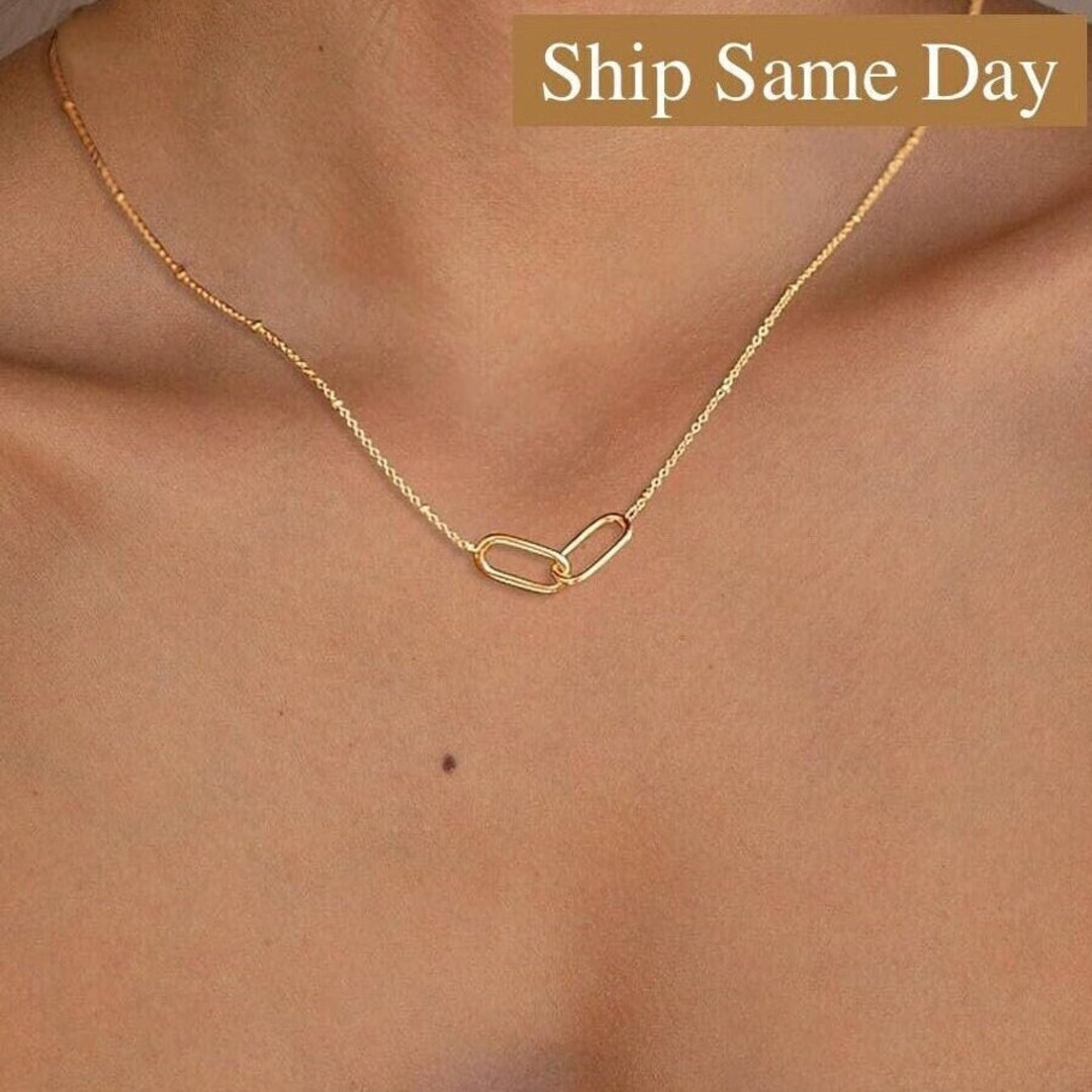 Linked Pendant Necklace 18K Gold Sterling Silver • Infinity Necklace ...