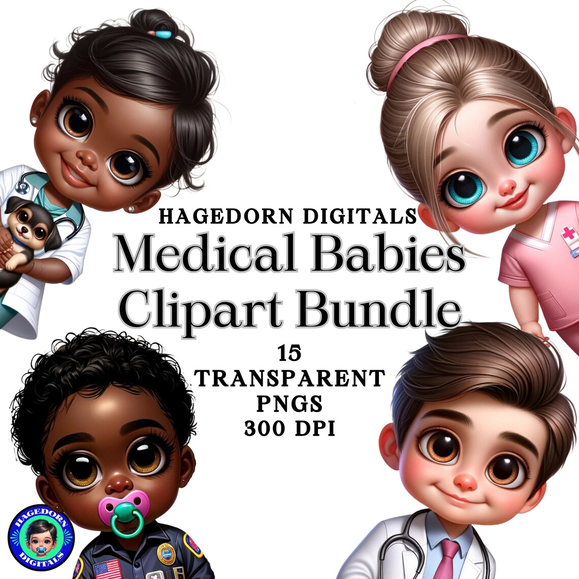 Medical Babies Clipart Bundle, Medical PNG Bundle, Doctor and Nurse ...