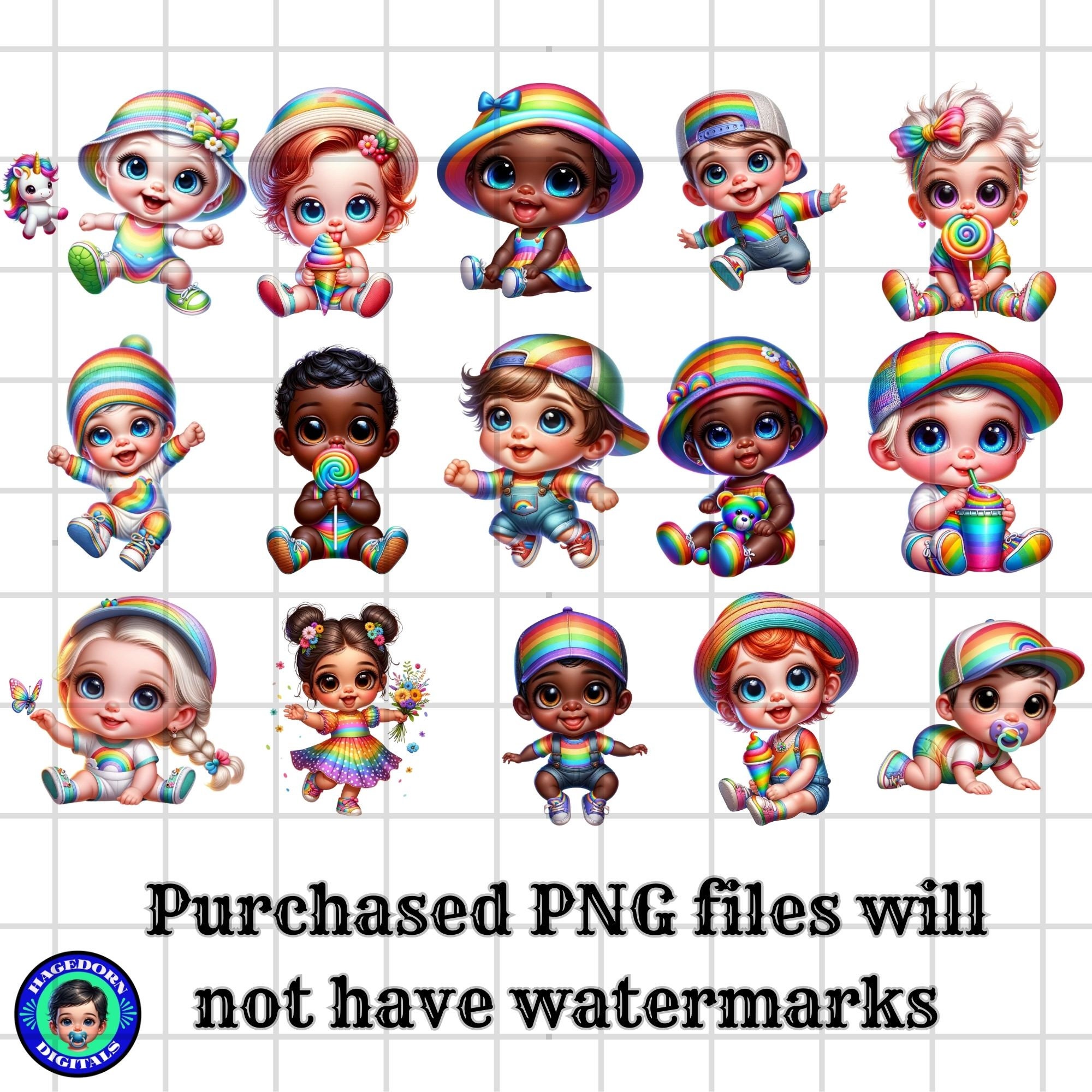 Rainbow Babies Clipart Bundle, Rainbow Baby PNG Bundle, Colorful Baby ...