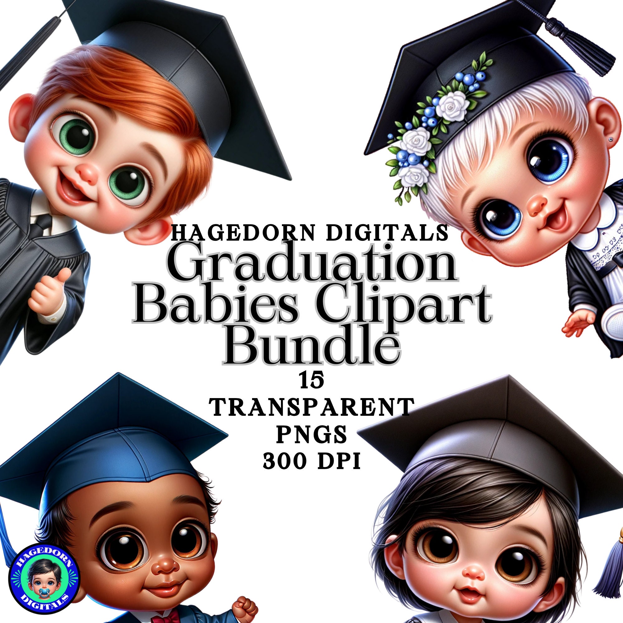 Graduation Babies Clipart Bundle, Digital Graduation Characters, Cute ...