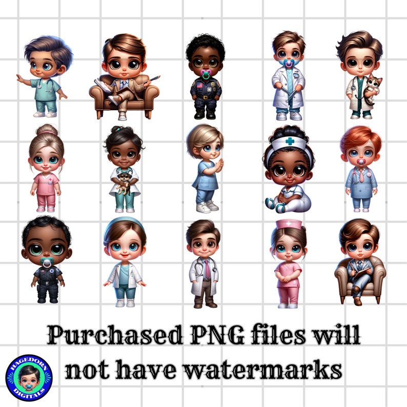 Medical Babies Clipart Bundle, Medical PNG Bundle, Doctor and Nurse ...