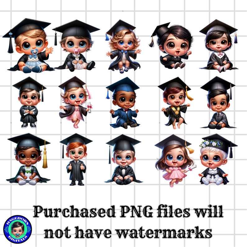 Graduation Babies Clipart Bundle, Digital Graduation Characters, Cute ...