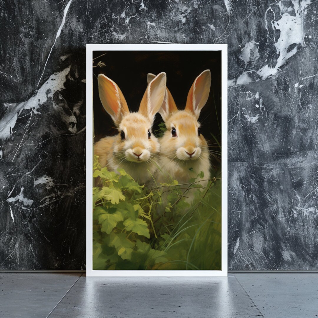 Vintage Bunny Art, Floral Art Prints, Wall Art Print, Gifts, Fall Wall ...