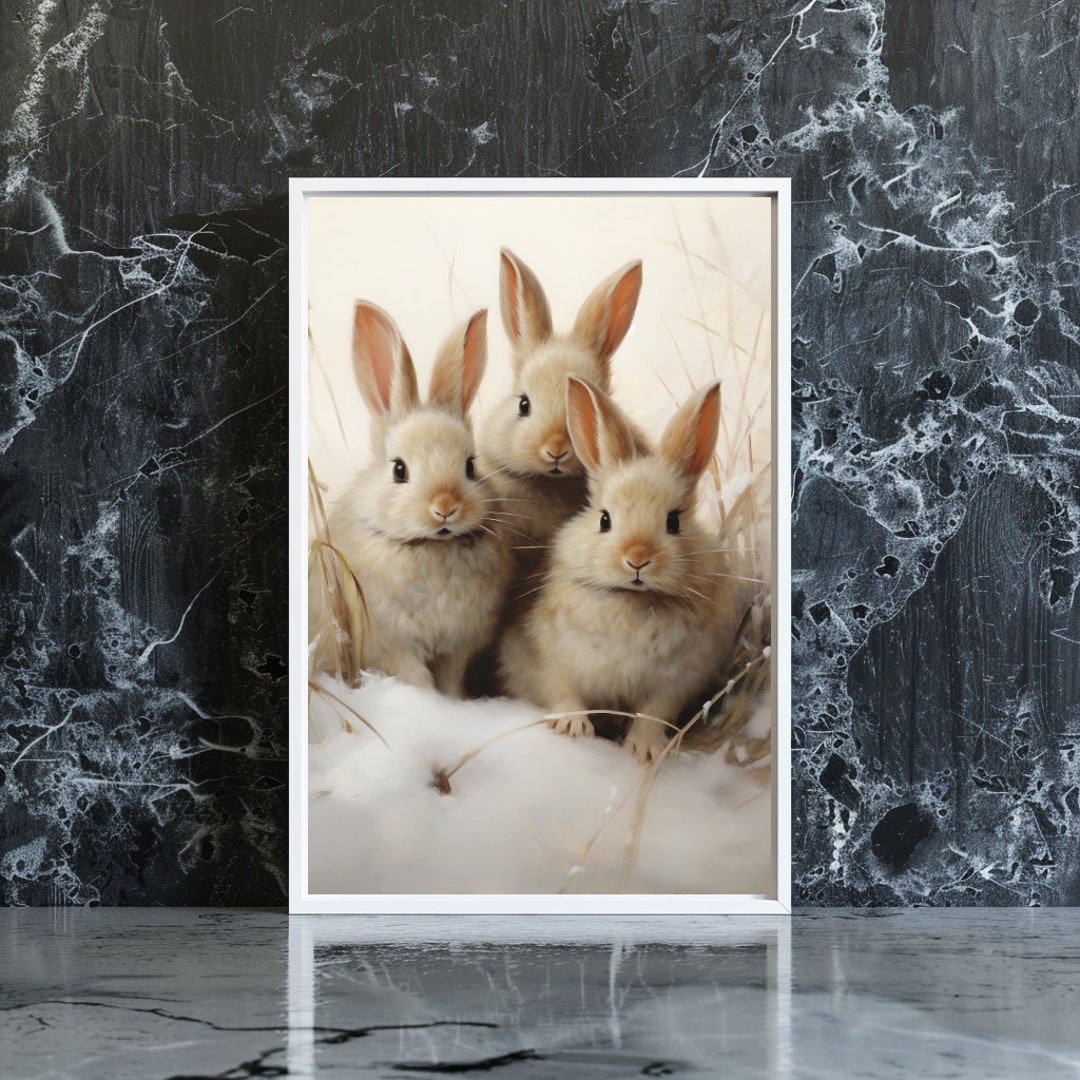 Vintage Bunny Art, Floral Art Prints, Wall Art Print, Gifts, Fall Wall ...