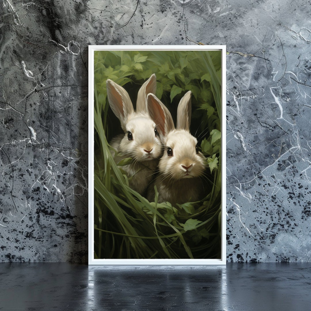 Vintage Bunny Art, Floral Art Prints, Wall Art Print, Gifts, Fall Wall ...