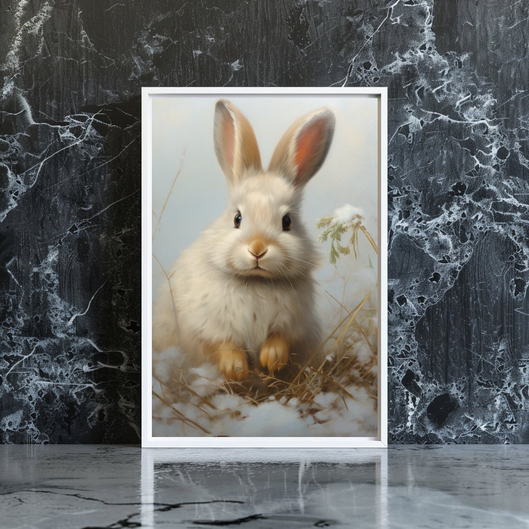 Vintage Bunny Art, Floral Art Prints, Wall Art Print, Gifts, Fall Wall ...