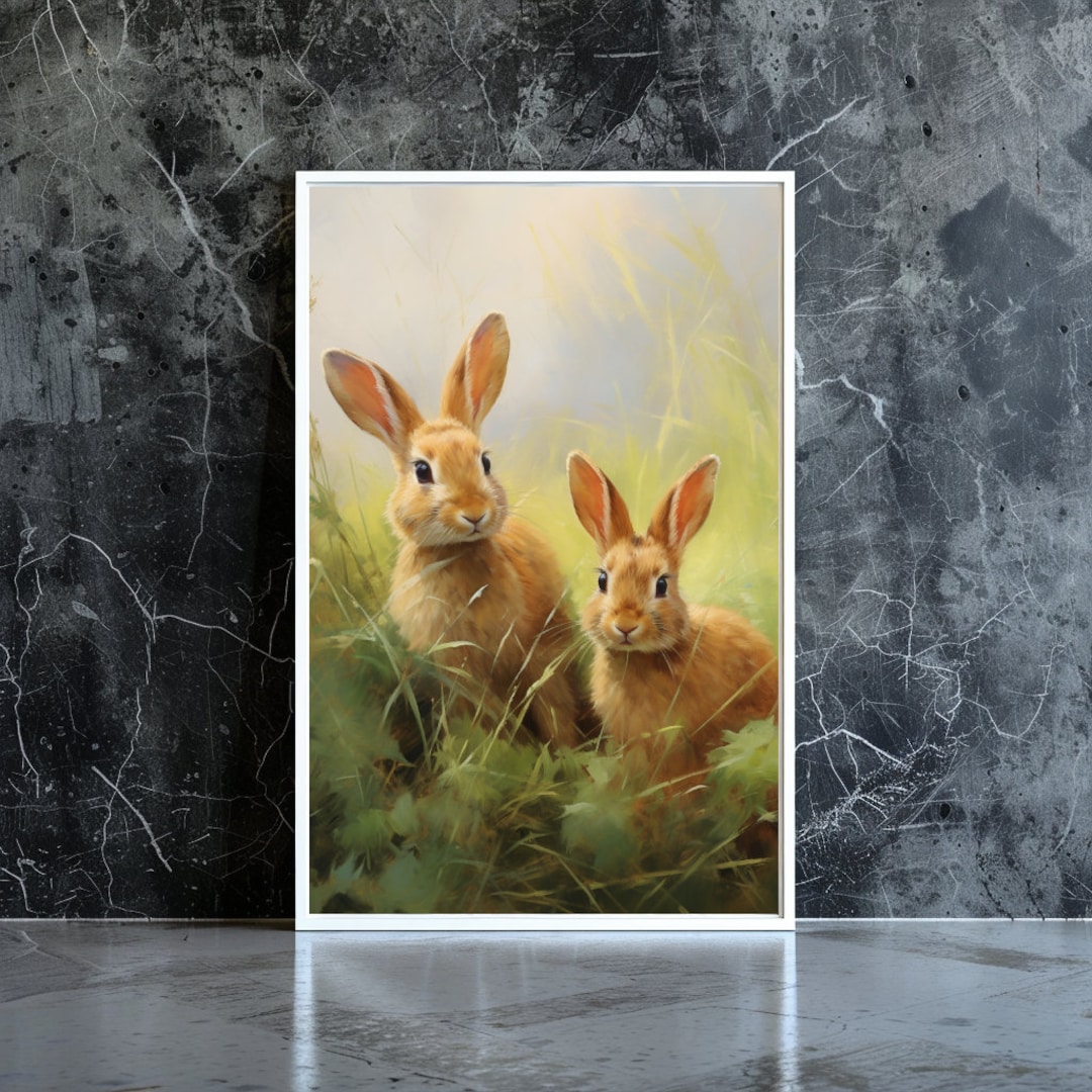 Vintage Bunny Art, Floral Art Prints, Wall Art Print, Gifts, Fall Wall ...