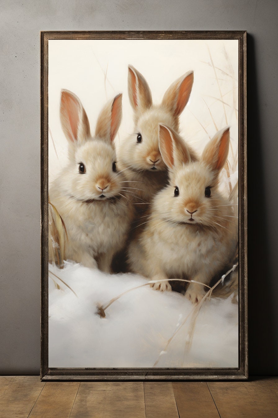 Vintage Bunny Art, Floral Art Prints, Wall Art Print, Gifts, Fall Wall ...