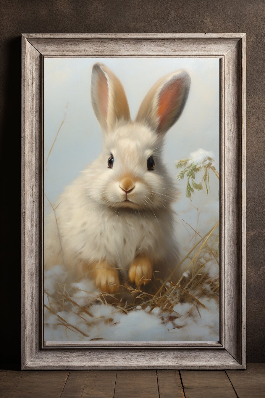 Vintage Bunny Art, Floral Art Prints, Wall Art Print, Gifts, Fall Wall ...