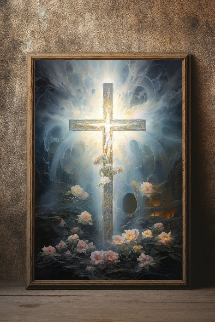 Christian Wall Art Jesus & Cross Digital Print, Printable Religious ...