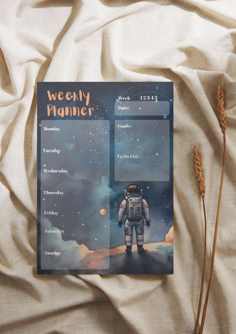Astronaut Themed Weekly Planner, Universe, Weekly Schedule, Digital ...