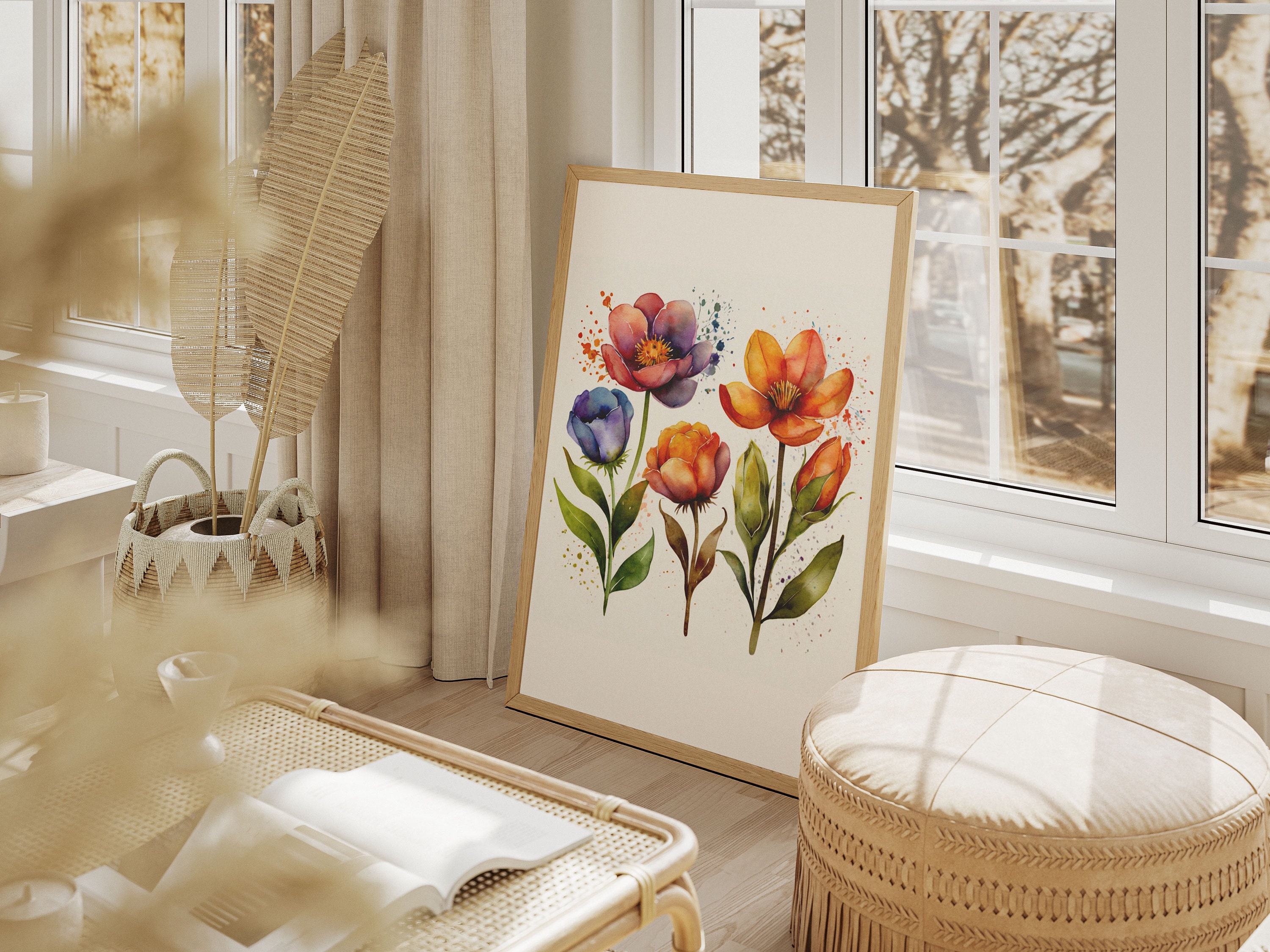 Flowers Watercolor Poster, Digital Wall Art, Printable Wall Art ...