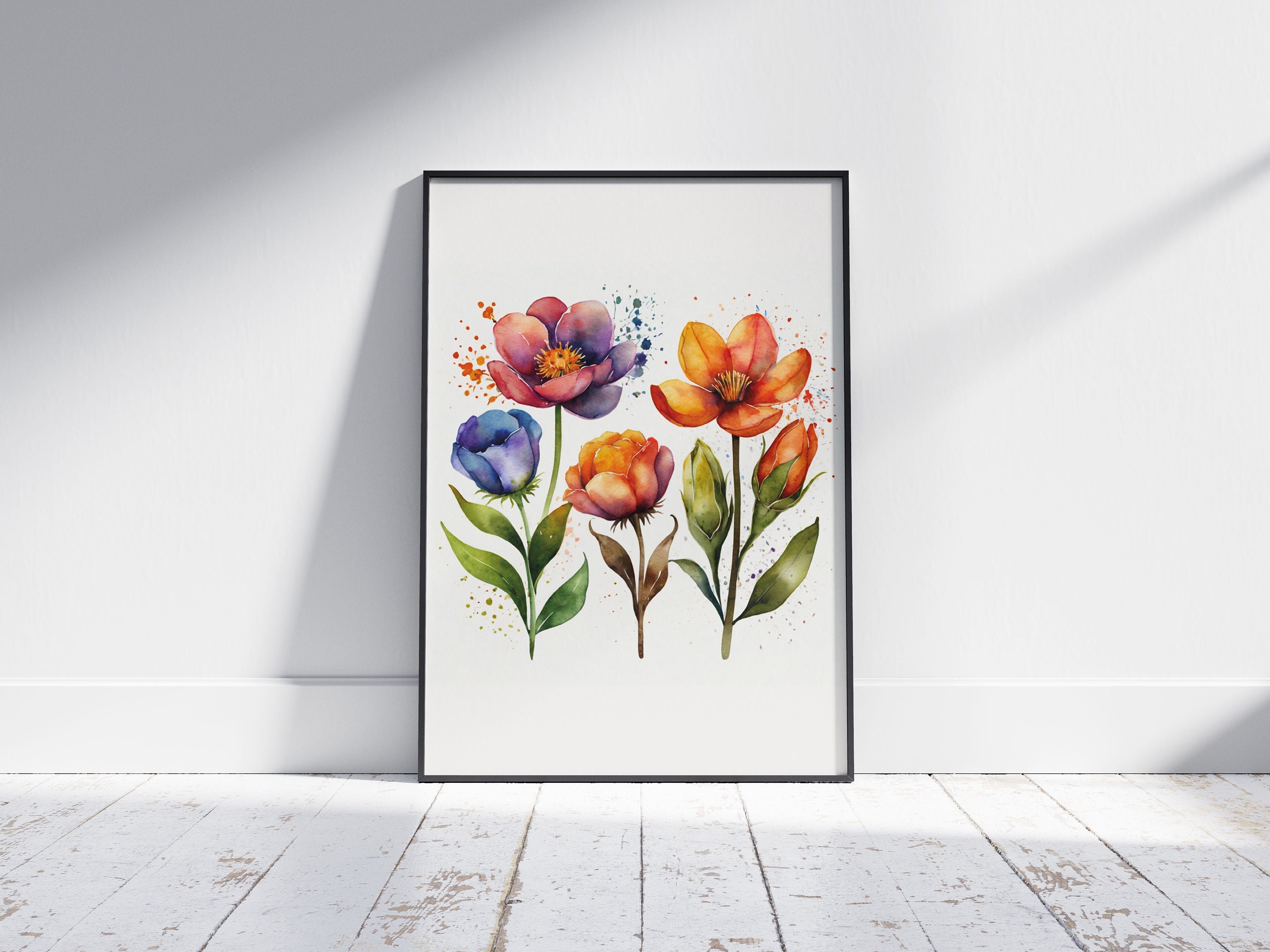 Flowers Watercolor Poster, Digital Wall Art, Printable Wall Art ...