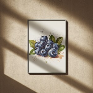 Blueberries Print Art, Watercolor, Modern Wall Art, Fruit Market Print ...