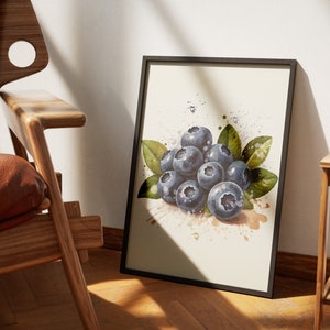 Blueberries Print Art, Watercolor, Modern Wall Art, Fruit Market Print ...