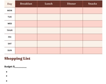 INSTANT PRINTABLE Weekly Menu Planner - Aqua/gray - Etsy