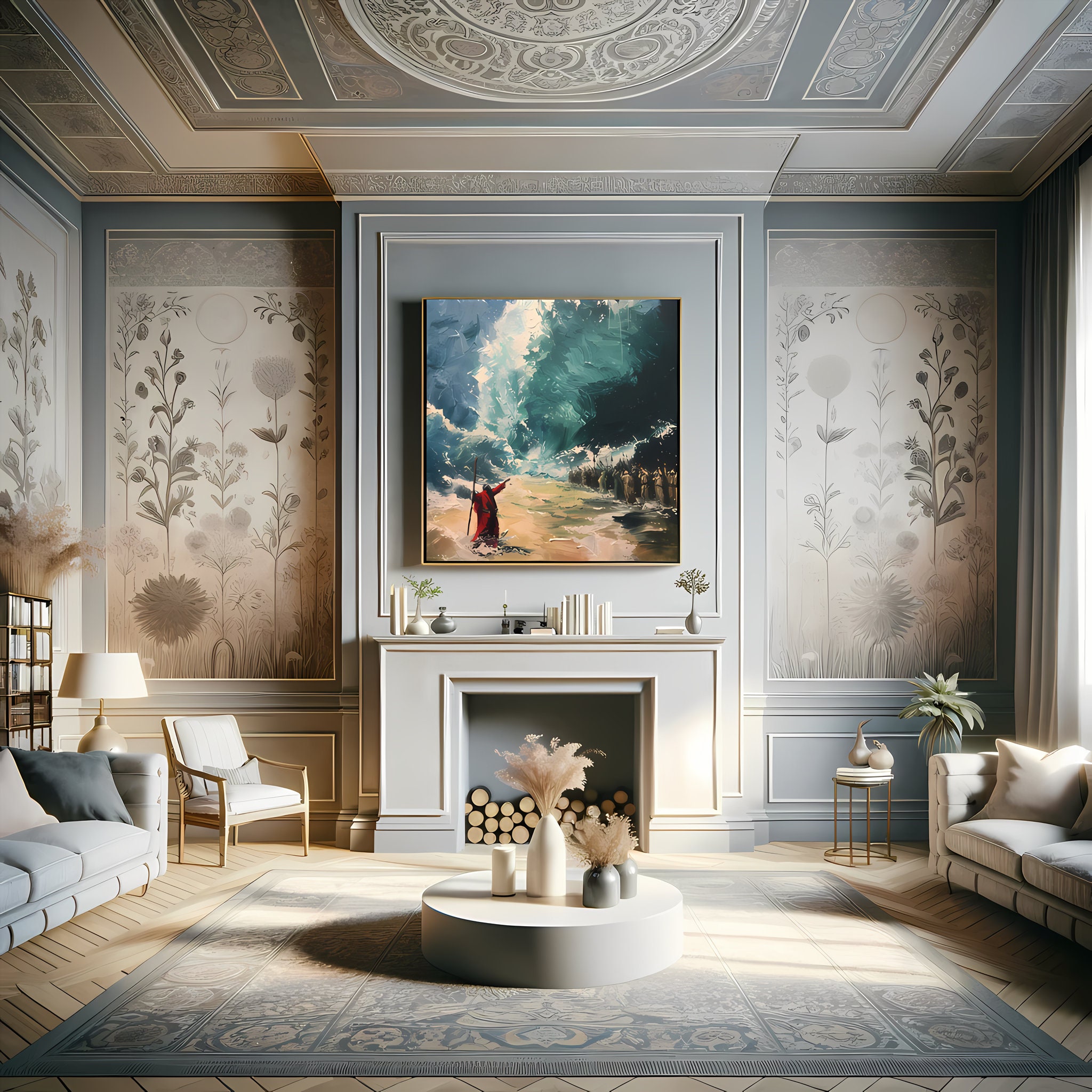 Moses Parting the Red Sea Painting Printable Artwork Bible Story Art ...